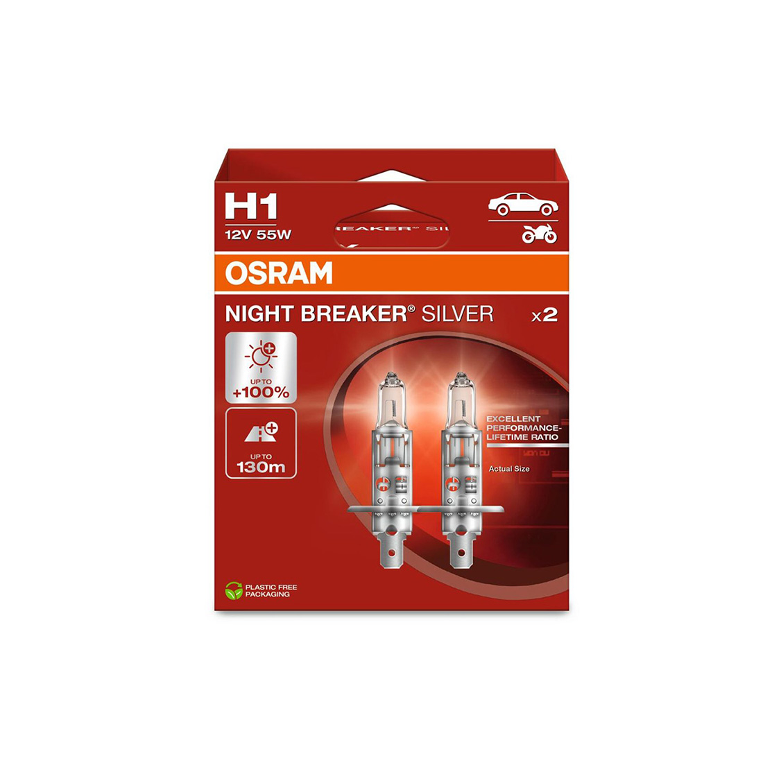 Set 2 Becuri H1 OSRAM Night Breaker Silver 64150NBS-2HB, 12V, 55W ...